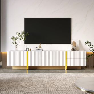 Generic TV-Schrank Lowboard mit Hochglanz-Front, Türen mit Regalfächern und Schubladen, modernes Design mit Farbkontrast, großes Stauraumwunder für Wohnzimmer