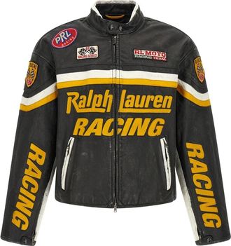 Polo Ralph Lauren Homme, Vestes, Noir, Taille: 2XL Veste Biker en Cuir avec Patch
