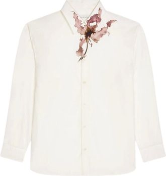Dries Van Noten Homme, Chemises, Blanc, Taille: M Chemise en coton &agrave; imprim&eacute; floral