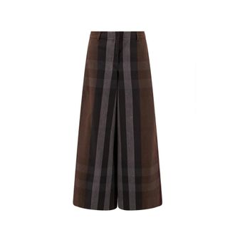 Burberry Femme, Pantalons, Multicolore, Taille: 34 FR Pantalon Large en Toile &agrave; Carreaux
