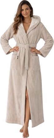 Morgenstern Peignoir Femme I Extra Long I Capuche I Robe de Chambre Pour Grandes Femmes I Beige I X-Large