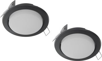 LEDs Com 2 Stück LED Einbaustrahler Zobe flach GX53 anthrazit rund 6,2W 509lm warm-weiß 107mm Ø Lochkreis 90mm Ø