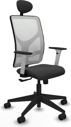 Piqueras y Crespo Isomalla Motilla Stuhl mit wei&szlig;en und schwarzen Armlehnen, h&ouml;henverstellbare Lendenwirbelst&uuml;tze und festes Kopfteil, ausgestattet mit 3 Positionen, We