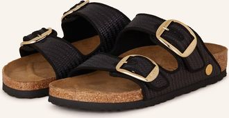 Birkenstock Pantoletten Arizona Big Buckle Raffia schwarz