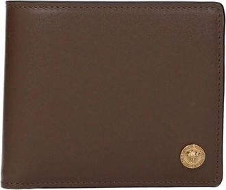 Versace Homme, Accessoires, Brun, Taille: ONE Size Portefeuille Bi-Fold en Cuir avec Multiples Fentes pour Cartes