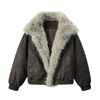 Generic NYSBH Veste rembourr&eacute;e pour homme Automne Hiver Col en fausse fourrure Coupe ample Parka en coton, gris, 3XL