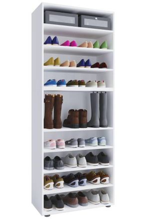 MID.YOU Mid.you Schuhregal, Wei&szlig;, Holzwerkstoff, 9 F&auml;cher, 70x183x37 cm, Garderobe, Schuhaufbewahrung, Schuhregale
