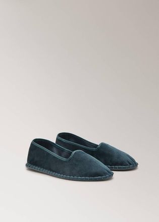 Mango Chaussons en velours bleu marine - Femme - 36 - MANGO