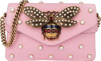 Gucci Crossbody Bags - Gucci Pink Leather Queen Margaret Bee Crossbody Ba - Gr. unisize - in Gold - für Damen