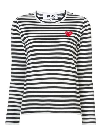 Comme Des Garçons t-shirt rayé à manches longues - Noir