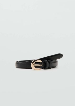Mango Ceinture fine &agrave; boucle noir - Femme - XL - MANGO
