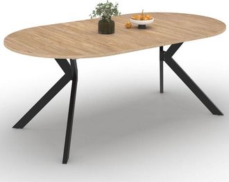 IDMarket Idmarket - Table à manger extensible ronde alix 4-10 personnes pied araignée bois et noir 110 - 200 cm