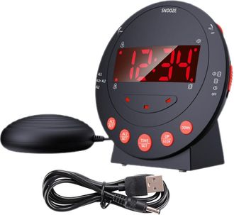 BESPORTBLE Starker Vibrationswecker mit Blitzlicht Wecker für Tiefschläfer und Hörgeschädigte Digitaler Wecker mit Großem Display und Bettschüttler für Schlafzim