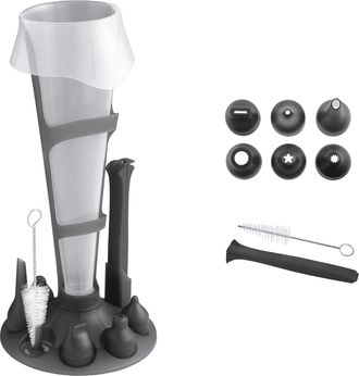 Mastrad Mastrad F38201 Spritzbeutel-Set - Spritztüllen Gebäckpresse für Macarons und anderes Spritzgebäck - Dekorierflasche zum Befüllen von Brandteig und Dek