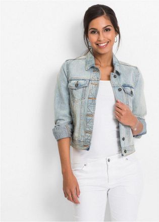 Bonprix Jeansjacke casual Stil, aus Baumwoll-Denim, schmale Passform, coole Waschung