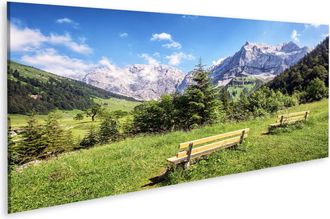 Islandburner Prime Bild auf Leinwand Karwendel Berge in Tirol, Österreich Alpen Wandbild Leinwandbild Poster