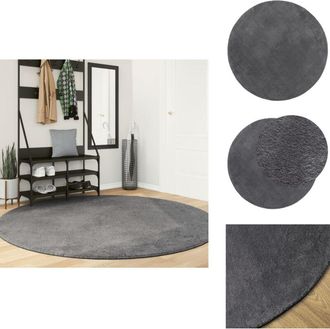 vidaXL Vidaxl - Teppich huarte Kurzflor Weich und Waschbar Anthrazit ø 200 cm - Weichheit - Flauschig - Kurzflor - Anthrazit - Teppich