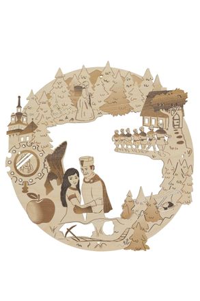 Rudolphs Schatzkiste Fensterbild M&auml;rchenhaft DEFA-Schneewittchen, einfarbig abgesetzt &Oslash; 28cm NEU Fensterdeko Schneewittchen Deko M&auml;rchen Weihnachten Holzbild