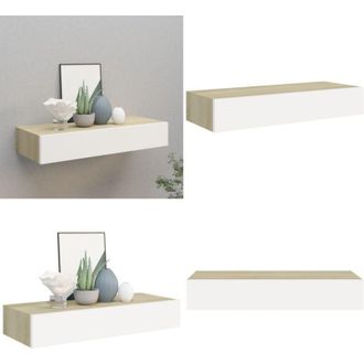 vidaXL Vidaxl - tag&egrave;re &agrave; tiroir murale ch&ecirc;ne et blanc 60x23,5x10 cm mdf - &Eacute;tag&egrave;re Murale - &Eacute;tag&egrave;re &agrave; Tiroir - Rangement Mural - Meuble D&eacute;co - Biblioth&egrave;que