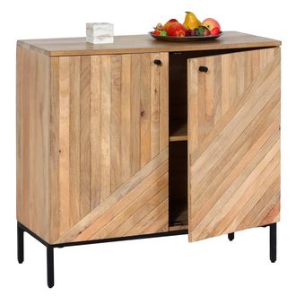 Mendler Highboard HWC-L95, Kommode Schrank Sideboard, Massiv-Holz Mango 86x90x43cm MVG-Zertifiziert, Natur