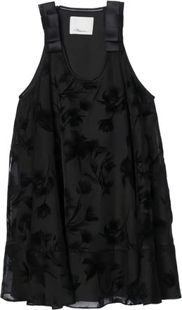 3.1 Phillip Lim robe courte à fleurs embossées - Noir