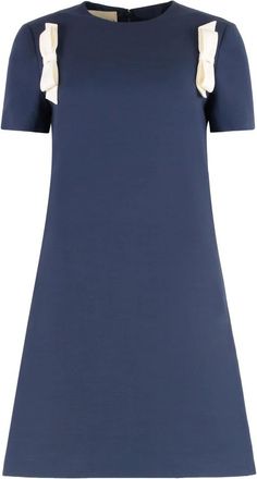 Valentino Garavani Femme, Robes, Bleu, Taille: 36 FR Mini Robe en Laine et Soie avec Noeuds