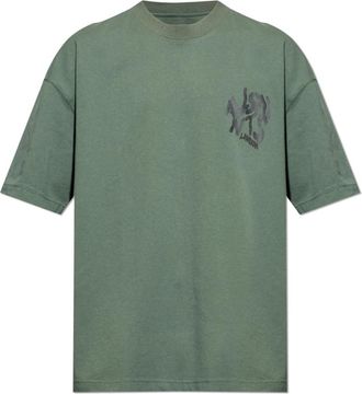 AllSaints Homme, Tops, Vert, Taille: 2XL T-shirt oversize avec logo Orlando imprimé