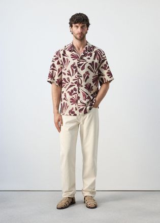 Mango Chemise fluide imprim&eacute;e col bowling pourpre - Homme - XXL - MANGO MAN