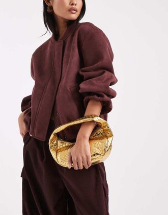 Glamorous Goldfarbene Handtasche in Weboptik