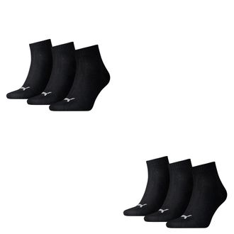 Puma 6 Paar Unisex Quarter Socken Sneaker Gr. 35-49 für Damen Herren Füßlinge, Farbe:200 - black, Socken & Strümpfe:43-46