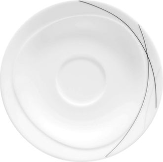 SELTMANN WEIDEN Trio Highline Kombi-Untertasse groß, 13 cm, Runder Unterteller mit schwarz-grauen Linien, Spülmaschinen- und Mikrowellenfest, Porzellan, Weiß