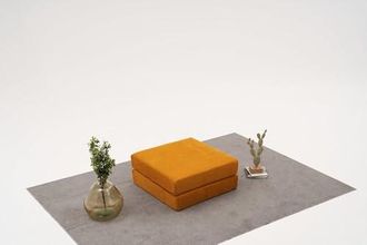 Atelier Del Sofa Stylish Orange Pouffe, 95 x 95 x 43 cm | 100% Chenille Fabric, 28 DNS Foam for Comfort | Eco-Friendly Design, Perfect for Modern Living Spaces