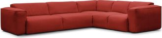 Studio Copenhagen home24 Ecksofa mit Rundecke Rot/Karminrot Webstoff Saia 325 x 71 x 260cm Ecke davorstehend rechts Modern