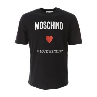 Moschino Homme, Tops, Noir, Taille: S Coton Biologique Amour Confiance T-shirt
