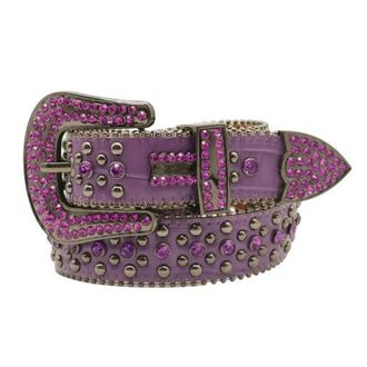 Generic Ceinture en cuir pour femme avec strass vintage avec boucle en diamant pour jeans et robes, 8, jusquà 3 mois