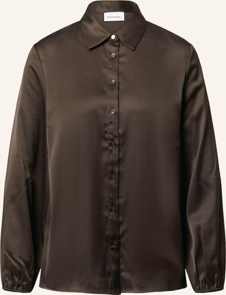 Comma Comma Hemdbluse Aus Satin braun