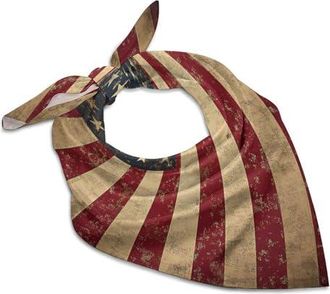 Generic Écharpe carrée vintage en soie avec drapeau américain - Écharpe légère pour cheveux - Respirant - Cadeau pour femme et homme, multicolore, 46x46cm