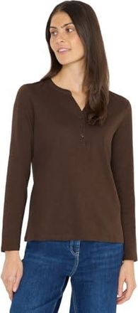 Cecil 3227282 T-Shirt à Manches Longues et col Fendu, Chocolate Mousse, XXL Femmes