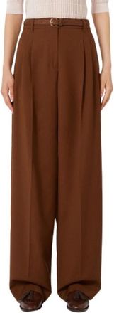 Max Mara Femme, Pantalons, Brun, Taille: 36 FR Pantalon fluide en laine