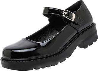 Dadawen Femmes Chunky Plate-Forme Mary Jane Bout Rond Talon &eacute;pais Sangle Cheville Chaussures Lolita Princesse Noir B 41