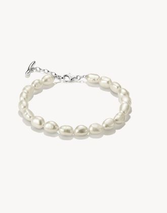 Thomas Sabo bracelet perle en argent, blanc-Argent&eacute;
