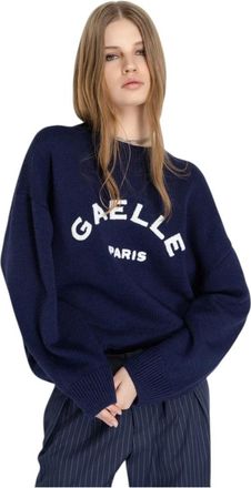 Ga&euml;lle Paris Femme, Pulls, Bleu, Taille: 38 FR Pull Tricot&eacute; Ras Du Cou Avec Broderie Logo