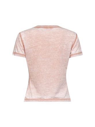 Diesel Womens T-Shirt T-Ila-Aa1 Pink Rhinestone Polyester T-Shirts & Jerseys