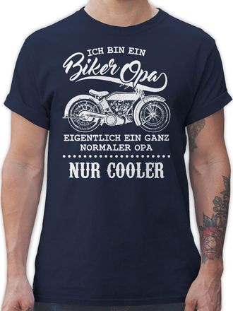 Shirtracer T-Shirt Herren - Geschenke - Ich Bin EIN Biker Opa Motorrad Opi - 5XL - Navy Blau - spr&uuml;che Tshirt gro&szlig;eltern Geschenk batertag Grandfather Shirt mit 