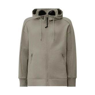 C.P. Company C.p. Company, Homme, Sweatshirts et sweats &agrave; capuche, Gris, Taille: 2XL SweaT-shirt &agrave; capuche avec lunettes en diagonale en molleton gratt&eacute;