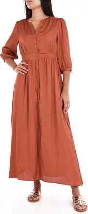 See U Soon Femme, Robes, Brun, Taille: 38 FR Robe Longue en Satin - Style Orange