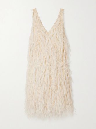 TWP Minikleid Aus Mesh Mit Verzierungen - Elfenbein