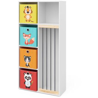 Vicco Bibliothèque enfant Marvin, Blanc, 72 x 143 cm avec 4 boîtes pliantes opt.1, Vicco