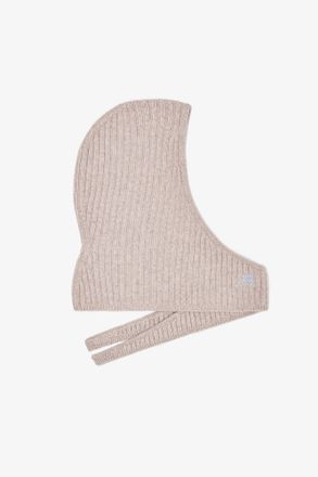 Ganni beigefarbene Balaclava aus einer Wollmischung beige
