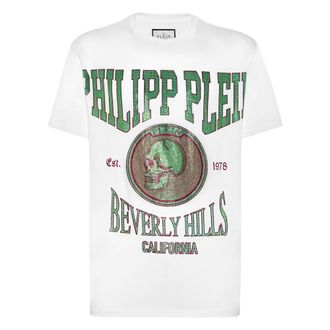 Philipp Plein Homme, Tops, Blanc, Taille: L T-Shirt Col Rond